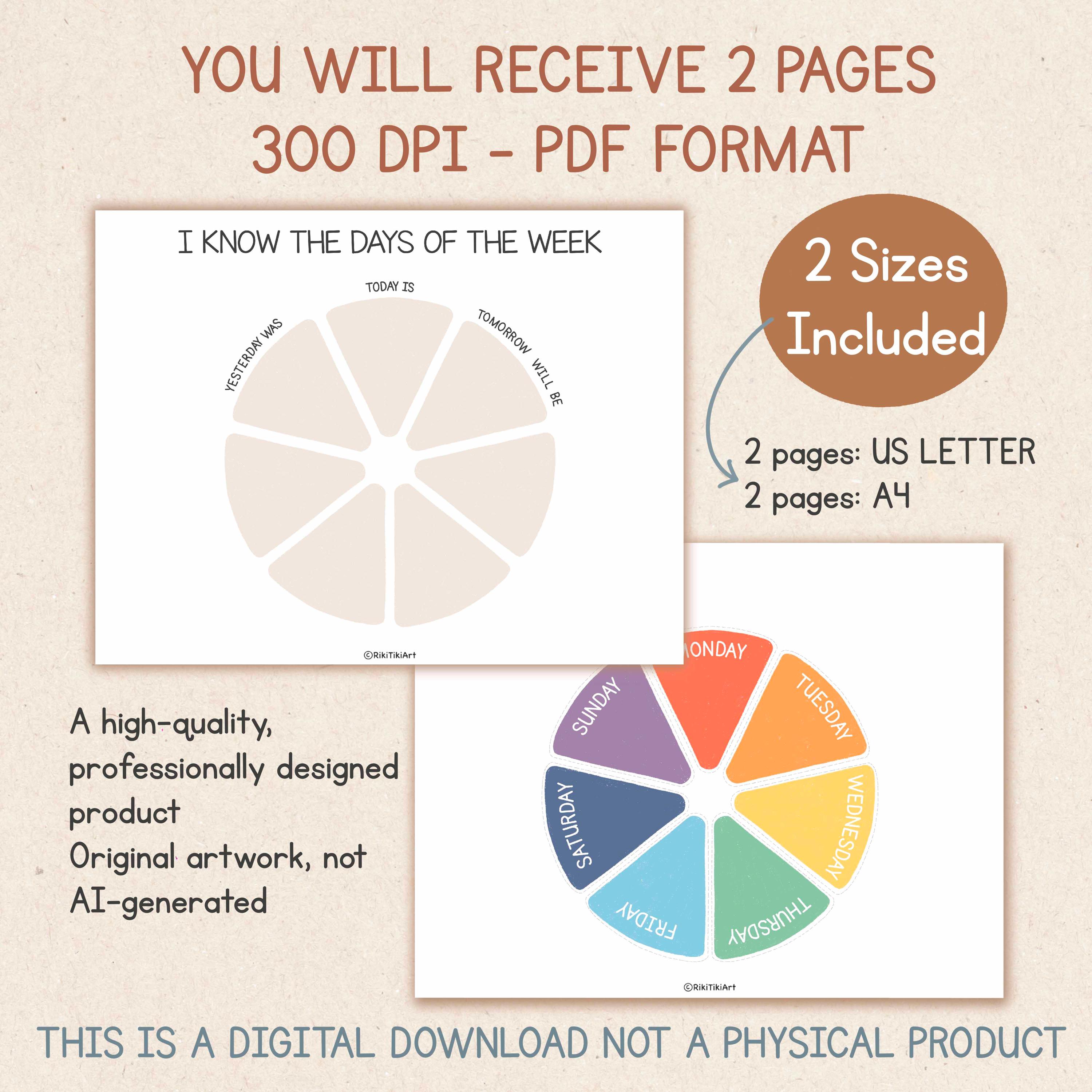 Days of the Week Wheel Printable Homeschool Toddler Activities ...