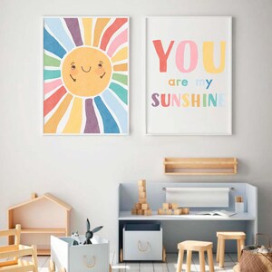 Set of 2 Playroom Posters Sun Poster & You Are My Sunshine Poster ...