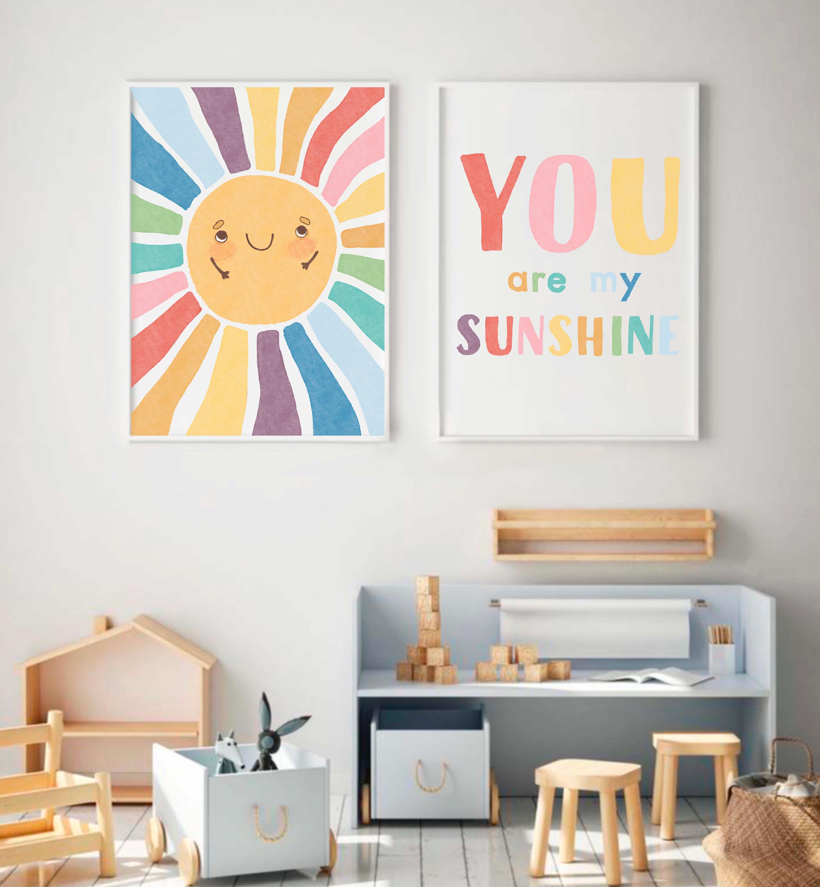 Set of 2 Playroom Posters Sun Poster & You Are My Sunshine Poster ...
