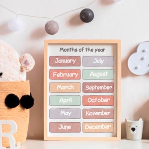 Set of 2 Prints Preschool Classroom Posters Days of the Week & Months ...