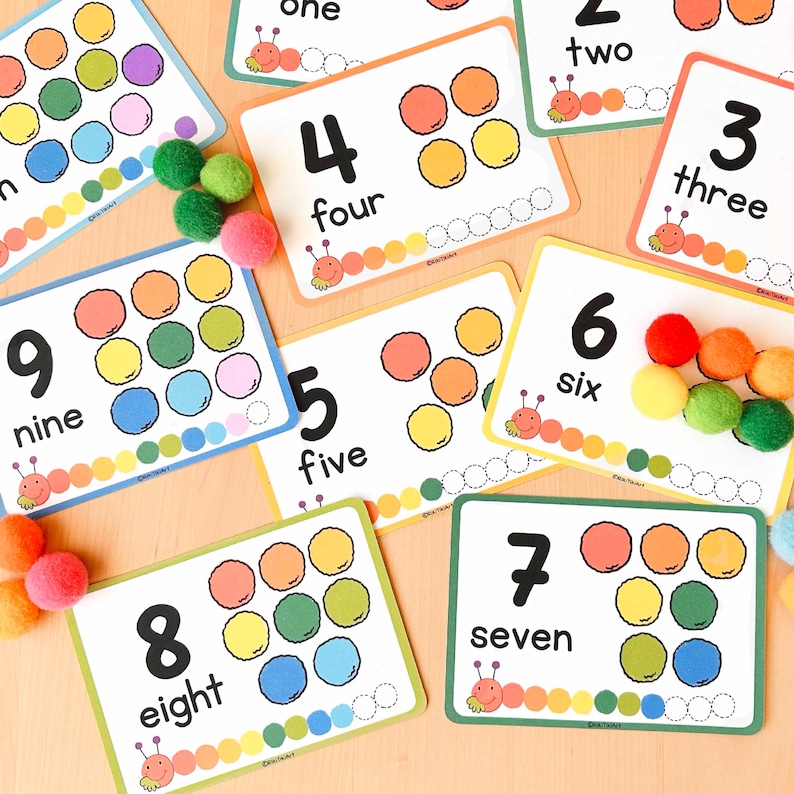 Pom Pom Counting Activity Numbers Match Practice 1 to 10 Montessori ...