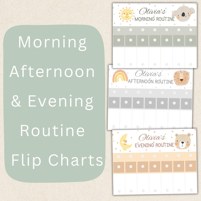 Editable Routine Flip Chart Daily Chore Chart for Kids Morning ...