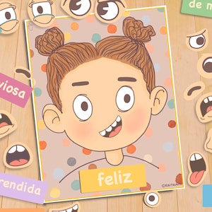 Spanish Emotions Activity for Kids Girl Version Toddler Emotions Chart ...
