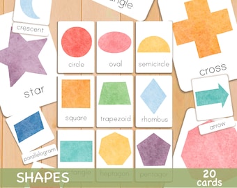 3D Shapes Flash Cards. Preschool Learning Activity. Kids Geometric ...