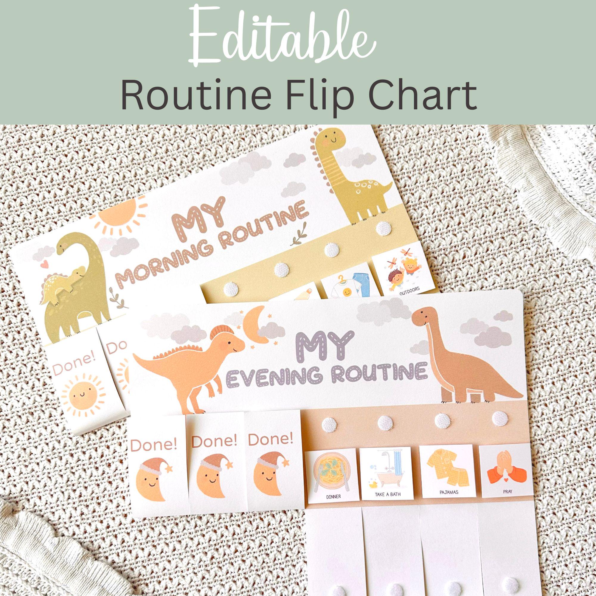 Editable Chore Chart Morning & Evening Routine Flip Chart Bedtime ...