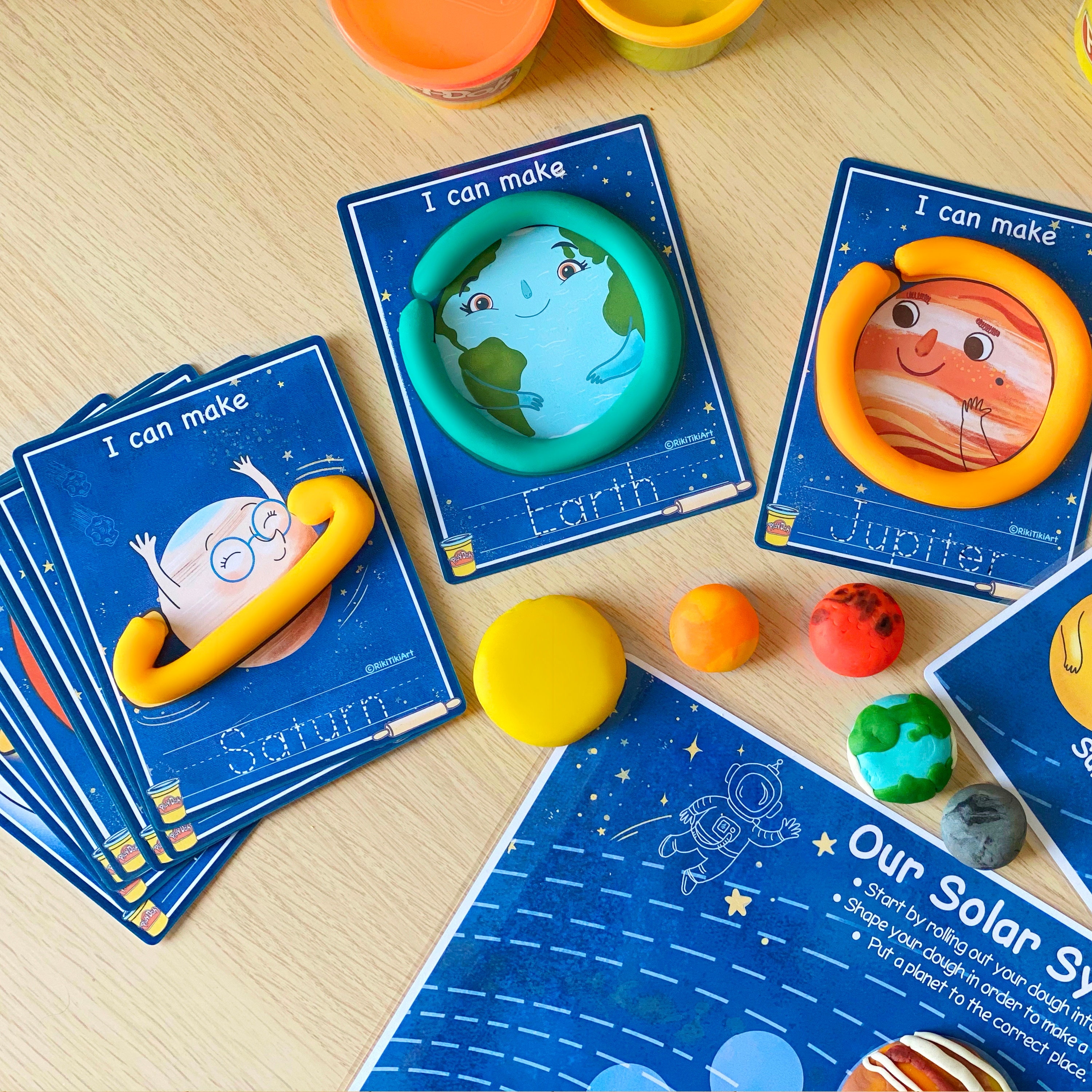 Solar System Outer Space Play Doh Mats Fine Motor Skills Visual Cards ...