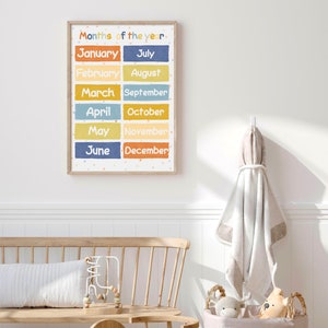 Set of 2 Prints Days of the Week & Months of the Year Posters ...