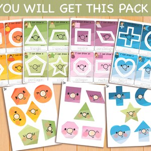 Shapes Tracing Cards 2D Shapes Matching Toddler Activities Prewriting ...