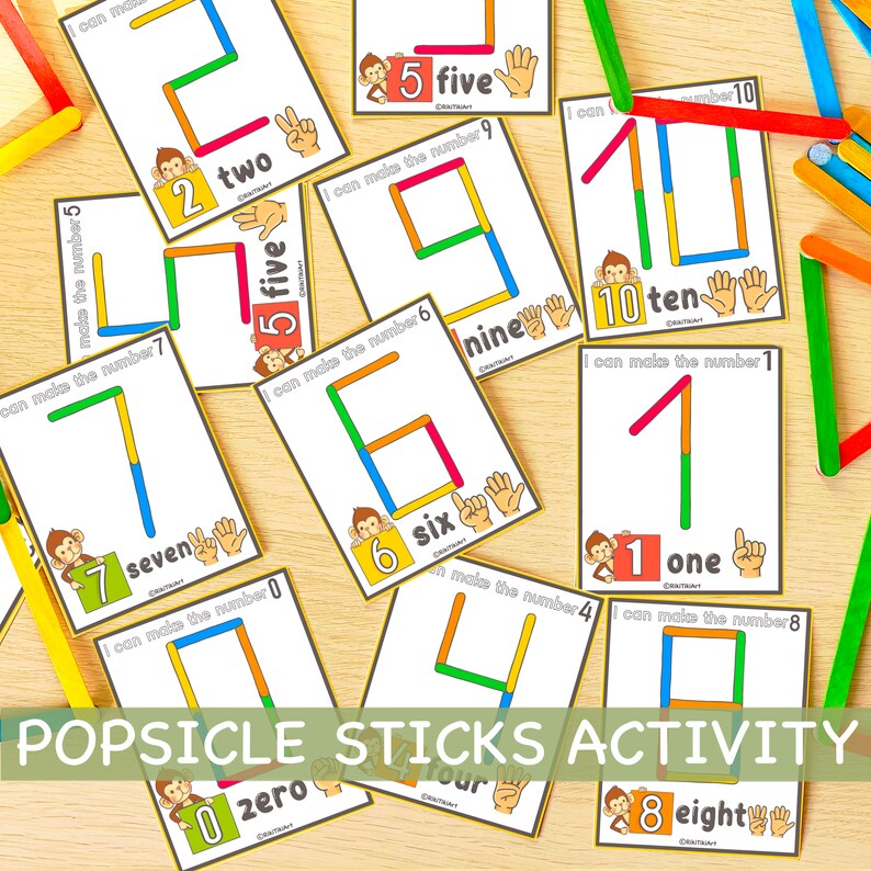 Popsicle Sticks Numbers Activity Game for Toddlers Montessori - Etsy