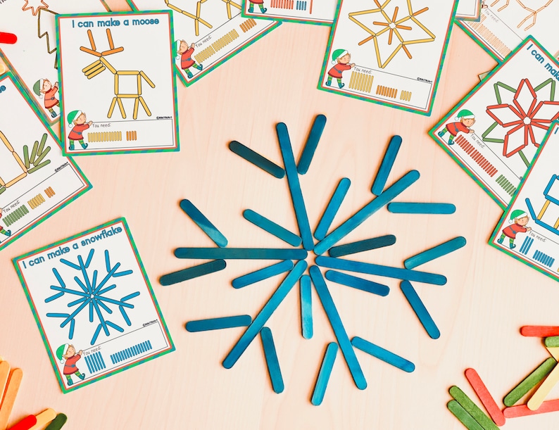 Winter Popsicle Sticks Mats Printable Christmas Activities for - Etsy