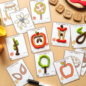 Apple Play Dough Mats Montessori Fall Printables Playdough Mats Fine ...