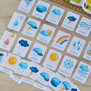 Weather Flashcards, Homeschool Montessori Materials, Toddler Flash ...