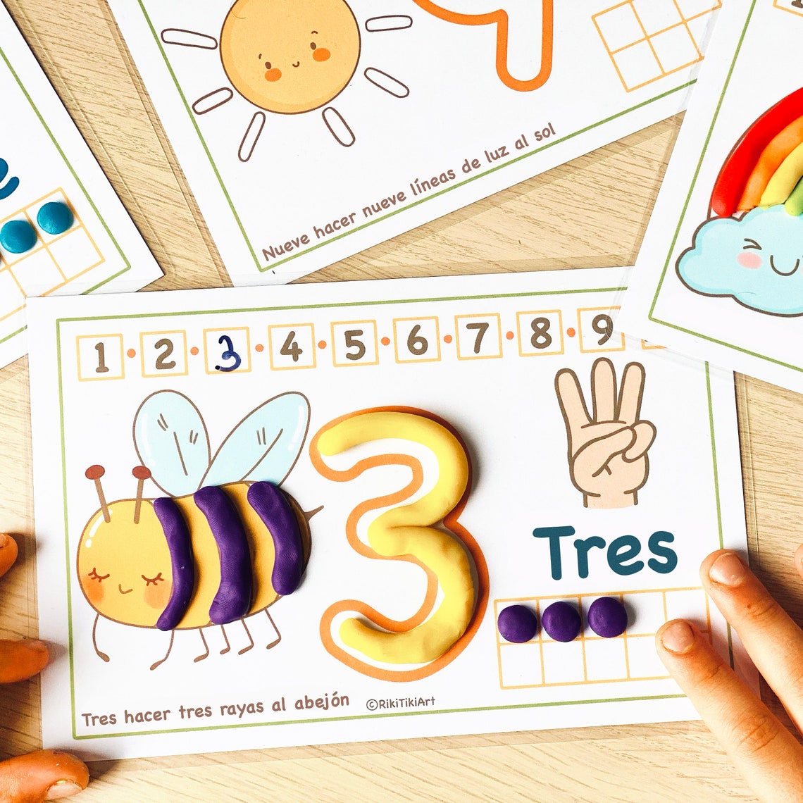 Spanish Numbers Play Dough Mats Fine Motor Skills Counting Preschool ...