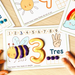 Spanish Numbers Play Dough Mats Fine Motor Skills Counting Preschool ...