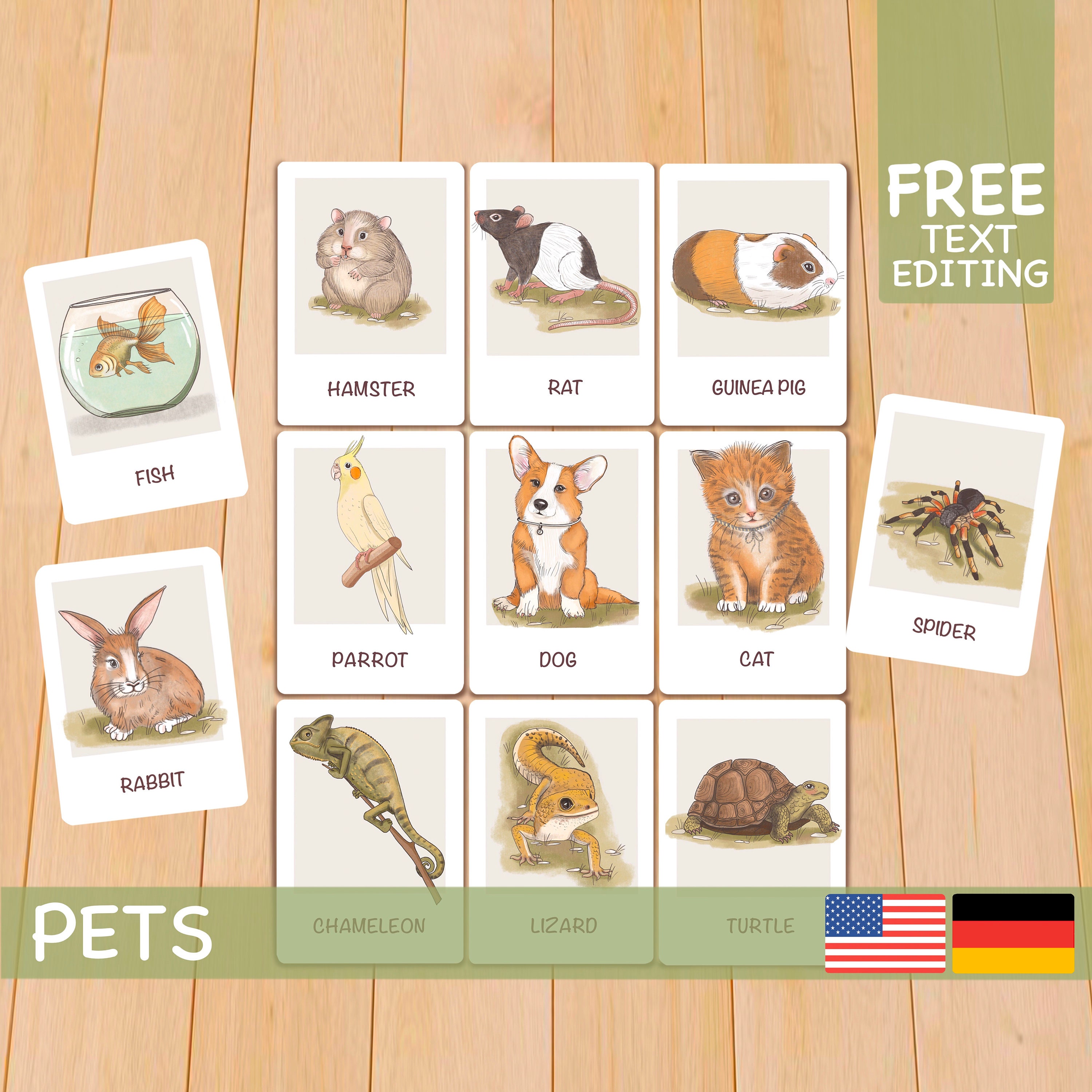 Pets Flashcards Homeschool Montessori Materials Flash Cards | Etsy