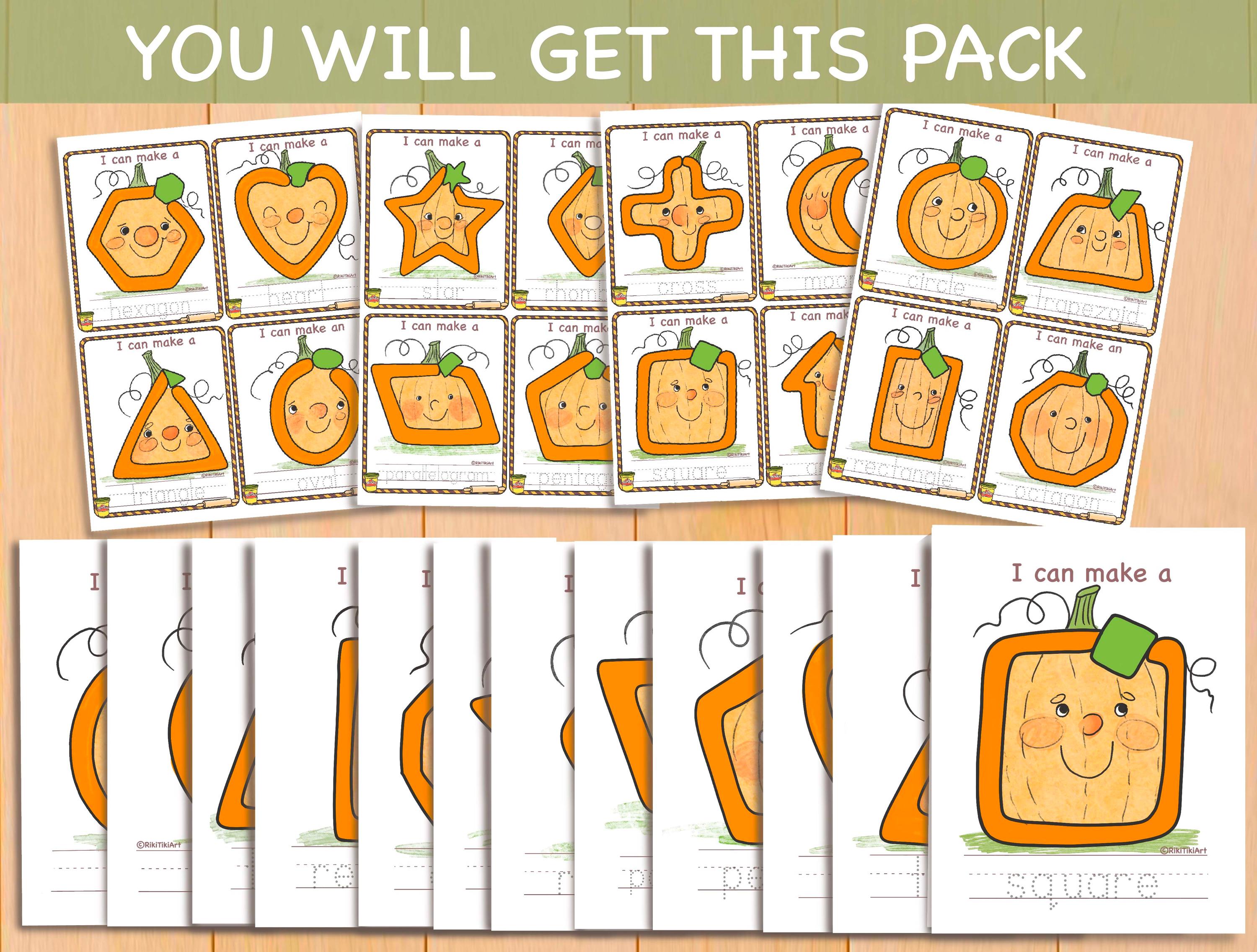 Pumpkin Shapes Play Dough Mats Toddler Halloween Activities Fall ...