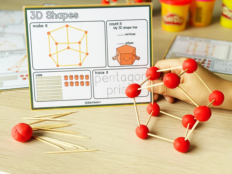 Toothpicks and Play Doh 3D Shapes Activity Game for Toddler Play Dough ...
