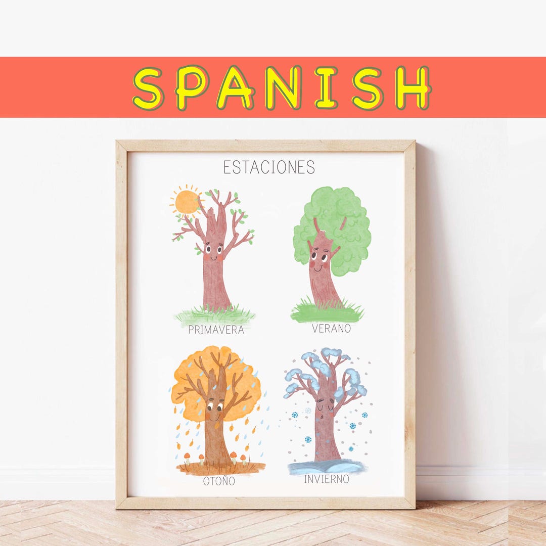 Spanish Seasons Poster Four Seasons Wall Art Montessori Tree Art ...