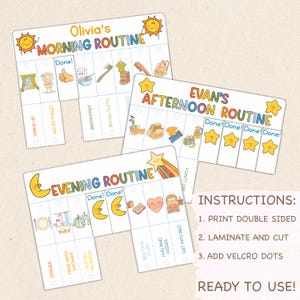 Kids Daily Routine Flip Chart, Morning Afternoon Evening Routine Cart ...