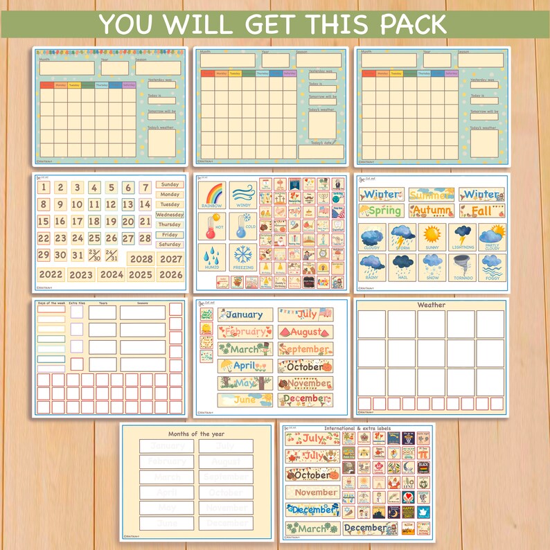 Montessori Calendar Kids Calendar Board Preschool Curriculum - Etsy