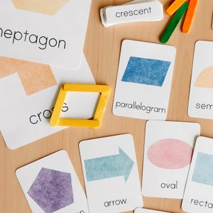 Shapes Flash Cards Printable 2D Geometric Shapes Nomenclature Cards ...