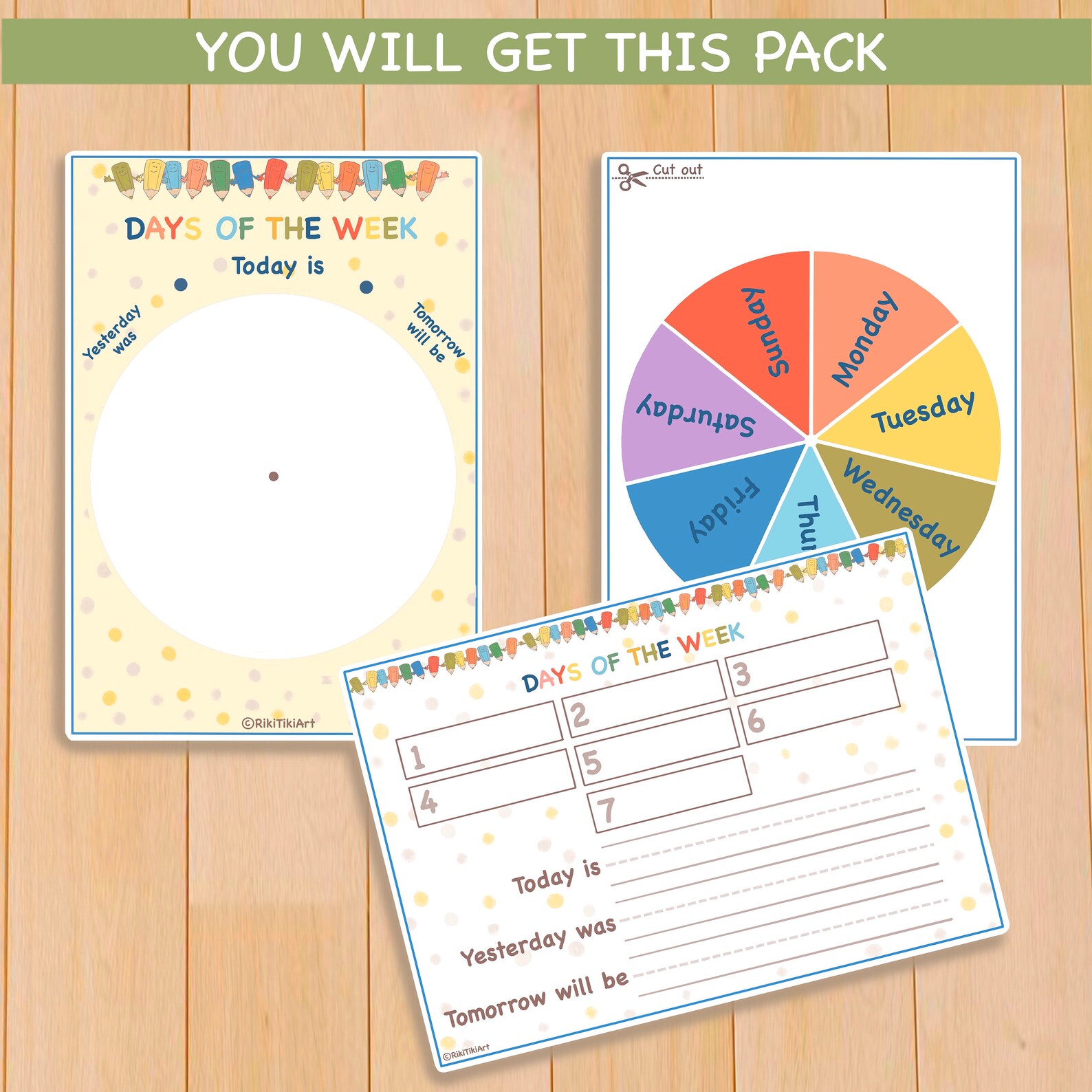 Days of the Week Wheel, Printable Montessori Calendar, Toddler ...