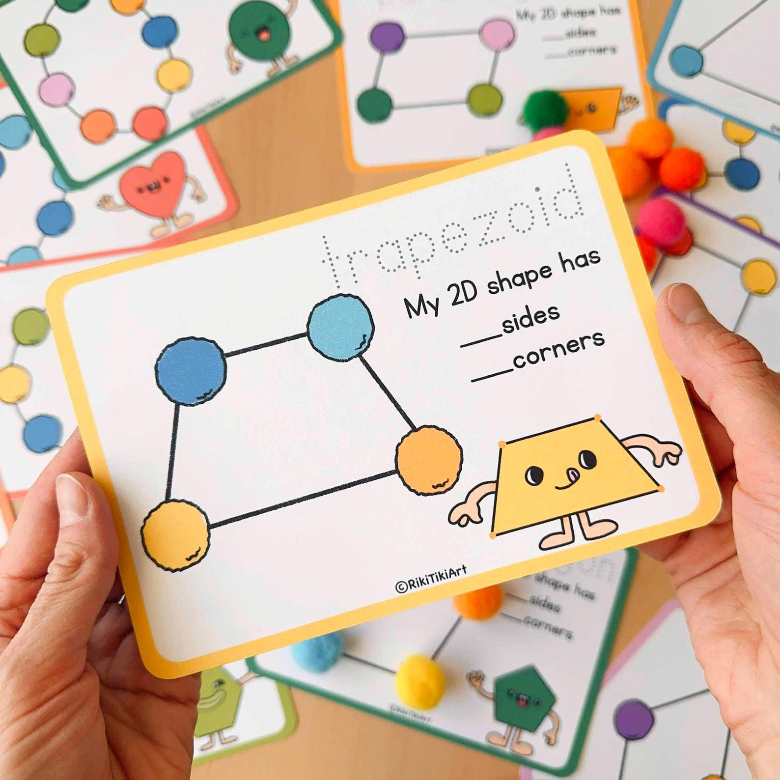 Pom Pom Shapes Activity Preschool Printables, 2D Shapes Montessori ...