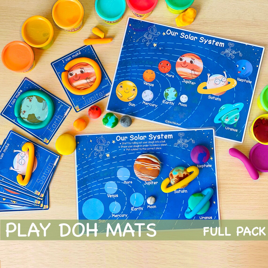Solar System Outer Space Play Doh Mats Fine Motor Skills Visual Cards ...