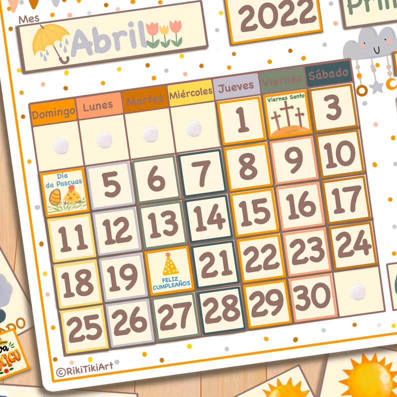 Spanish Calendar for Kids Printable Perpetual Calendar for - Etsy