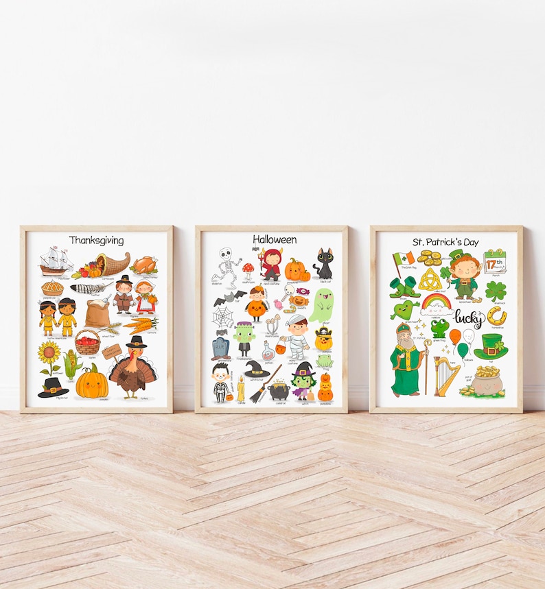 20 Holidays and Seasons Posters Bundle Homeschool Educational Classroom ...