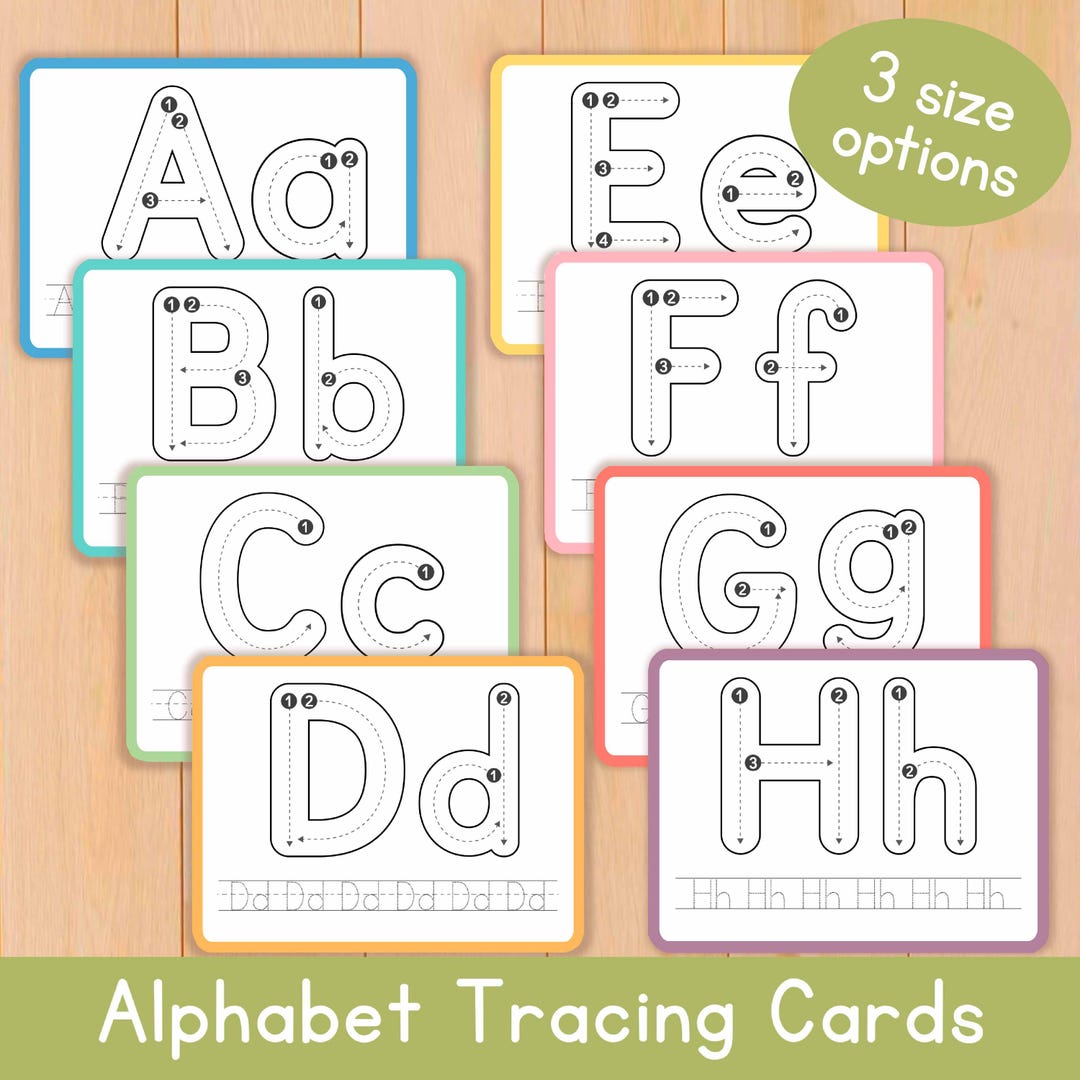 ABC Tracing Cards Letters Formation Flashcards, Alphabet Tracing ...