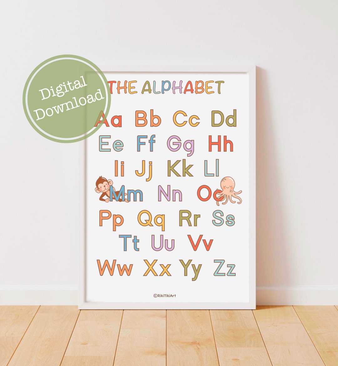 Rainbow ABC Poster Printable Nursery Wall Art Toddler Classroom Posters ...