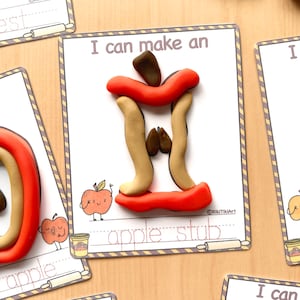 Apple Play Dough Mats Montessori Fall Printables Playdough Mats Fine ...