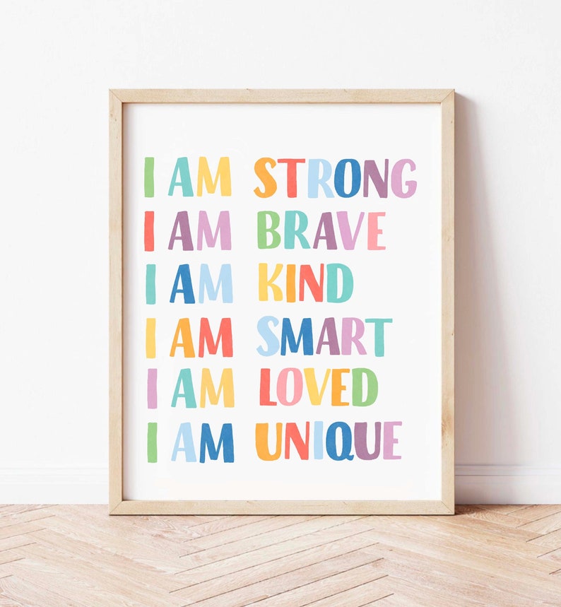 Growth Mindset Poster: Positive Affirmations, Rainbow Nursery Decor ...