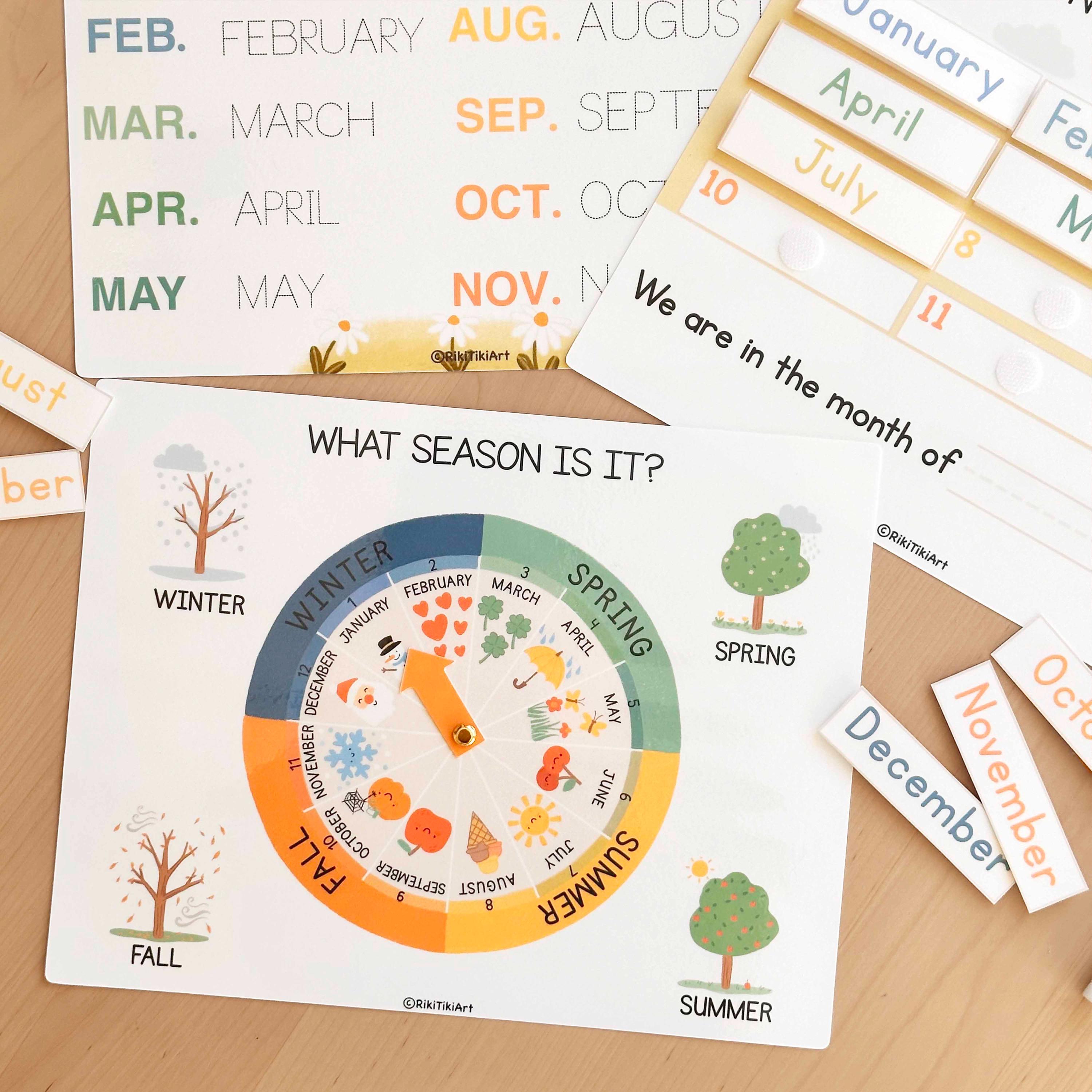 Months of the Year Printable Seasons Wheel, Circular Display Chart ...