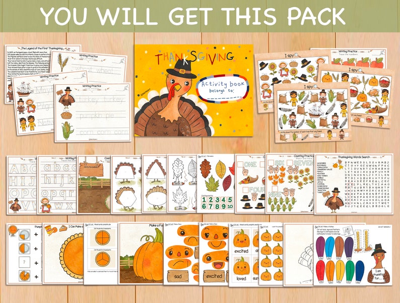 Thanksgiving Busy Book Printable Kids Activity Book Toddler Learning ...