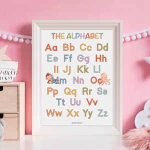Rainbow ABC Poster Printable Nursery Wall Art Toddler Classroom Posters ...