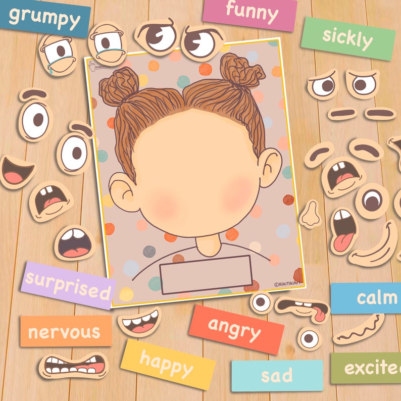 Emotions Activity for Kids Girl Version Printable Toddler - Etsy