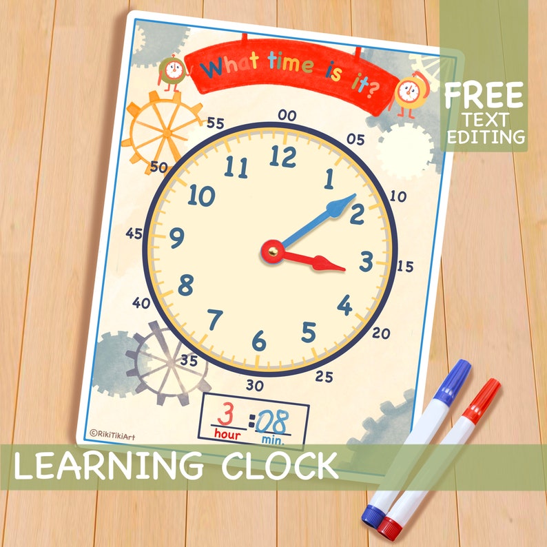 Learning Time Clock Homeschool Toddler Activities Printable - Etsy