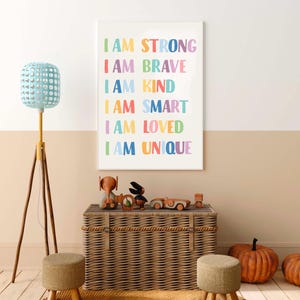 Growth Mindset Poster: Positive Affirmations, Rainbow Nursery Decor ...