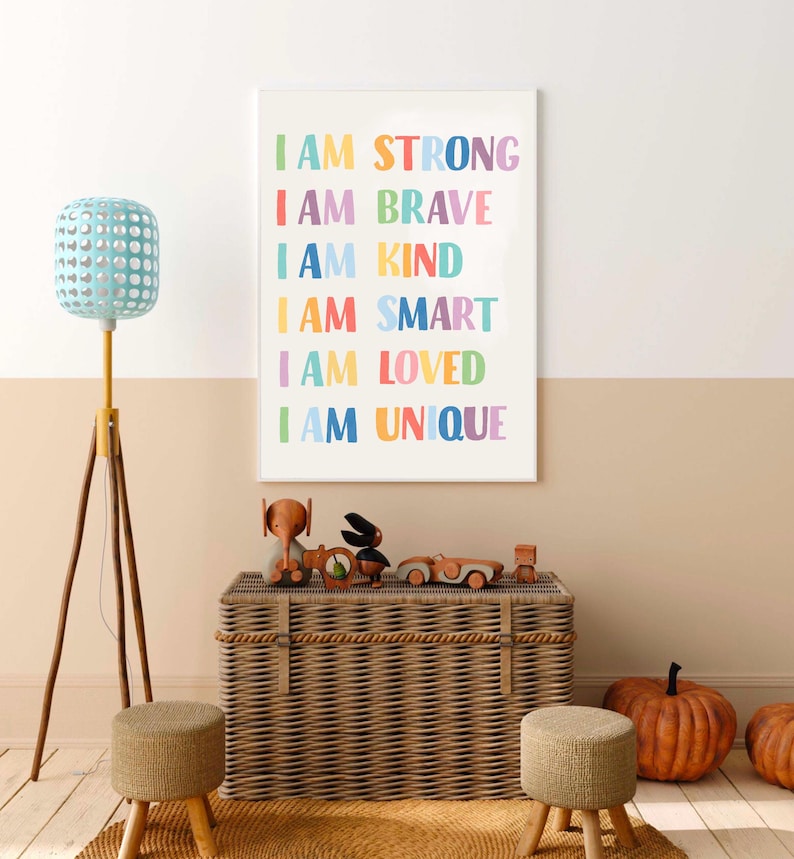 Growth Mindset Poster: Positive Affirmations, Rainbow Nursery Decor ...