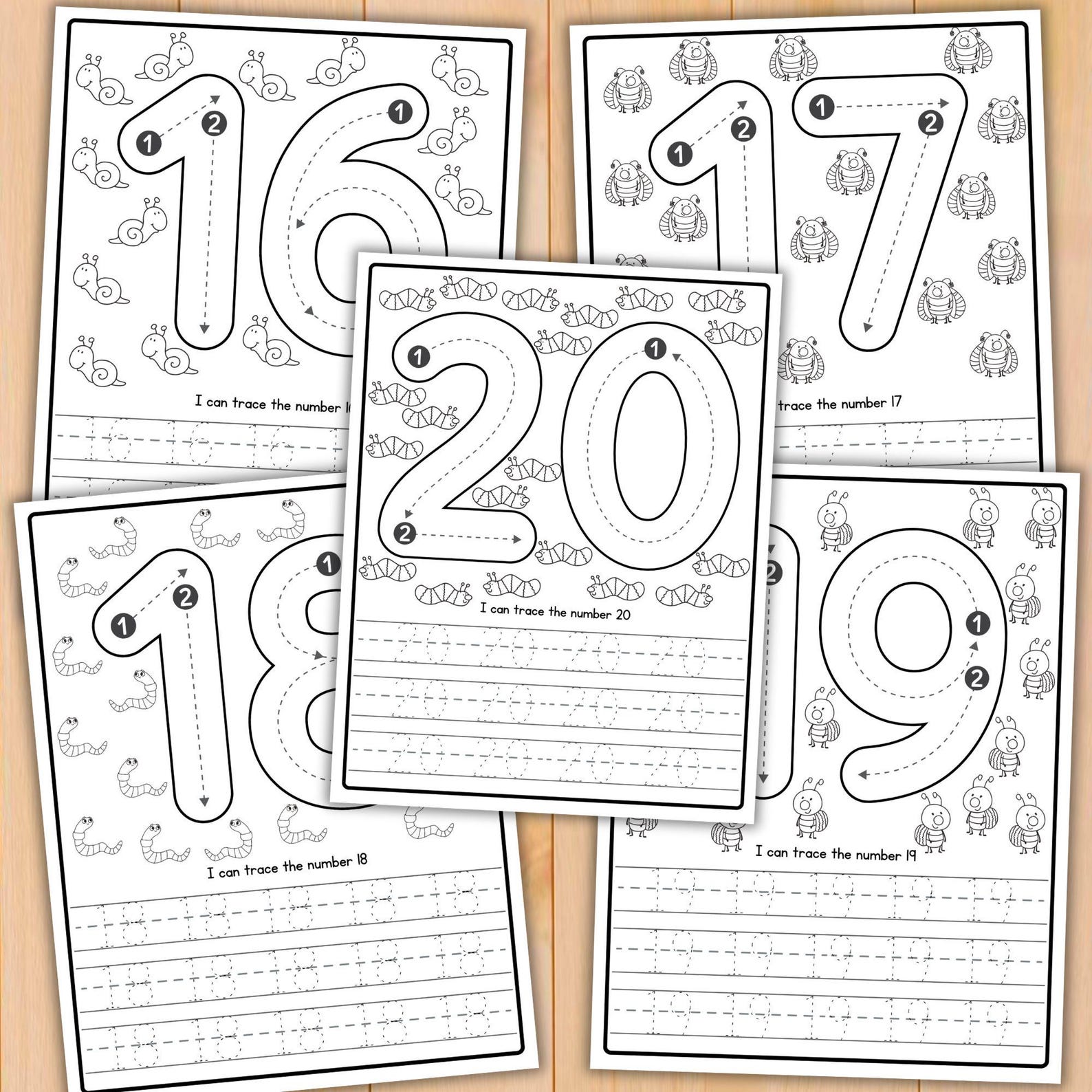 Number Tracing Worksheets 0-20: Preschool Handwriting Practice (PDF) - Etsy