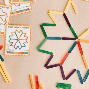 Popsicle Stick Activity Pattern Cards Fine Motor Skills Montessori ...