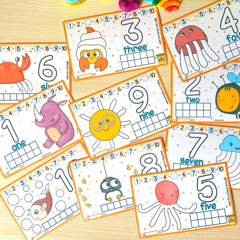 Counting and Numbers Play Dough Mats Printable Preschool - Etsy
