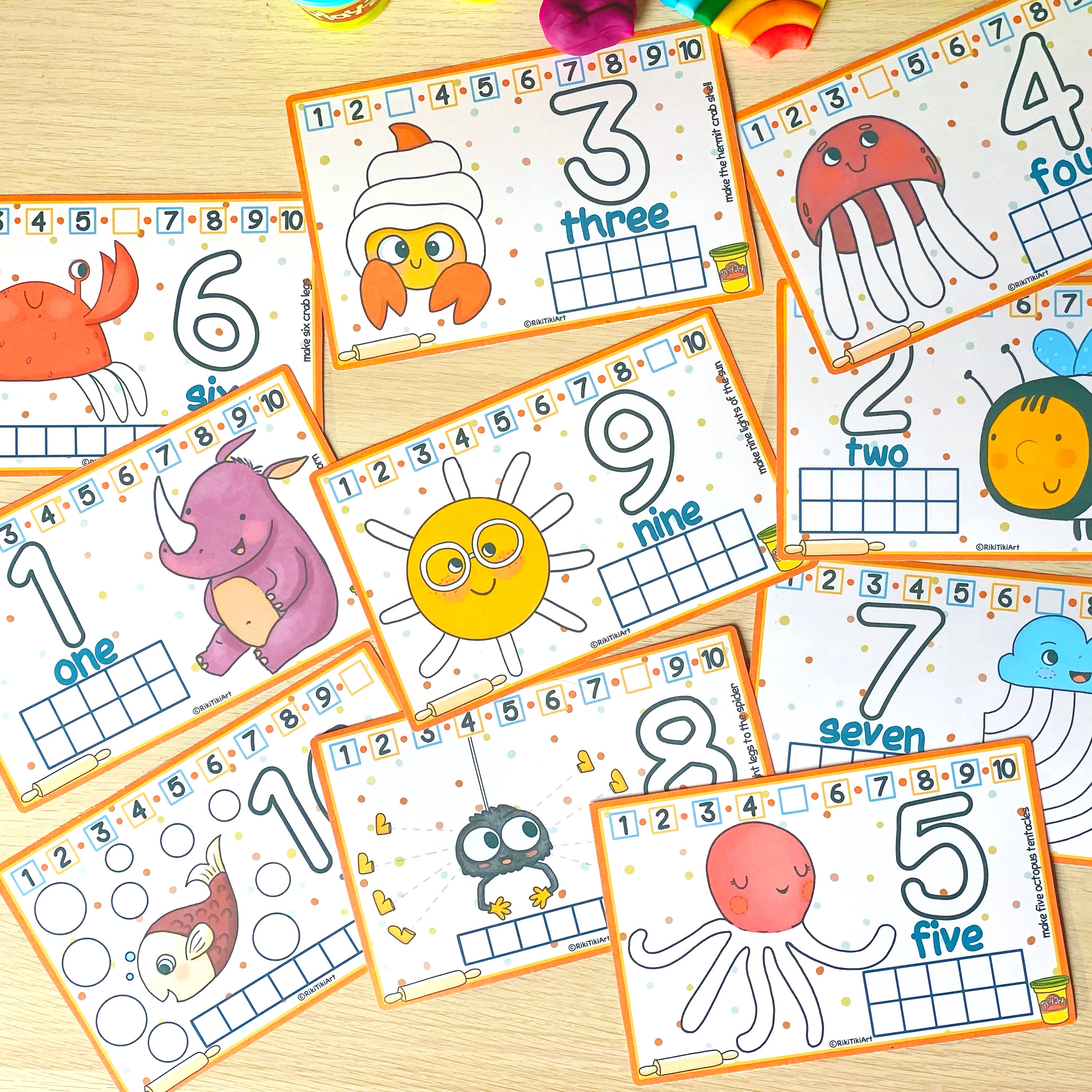Counting and Numbers Play Dough Mats Printable Preschool Activities ...