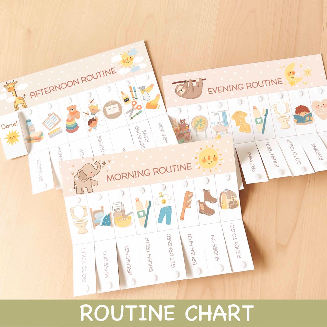 Toddler Routine Chart Flip Chore Chart Morning Afternoon Evening ...
