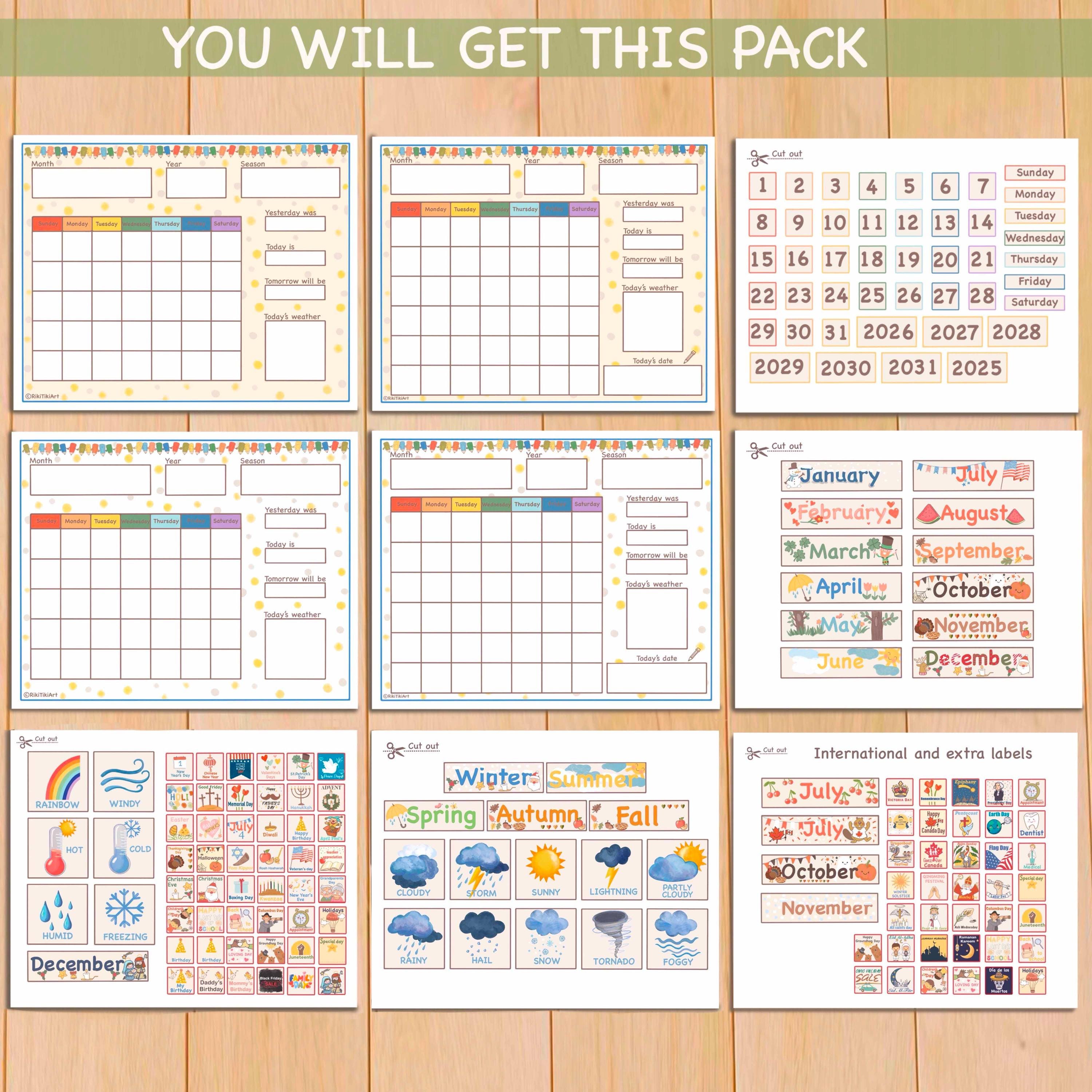 16x20 Perpetual Calendar Printable Classroom Calendar Homeschool ...