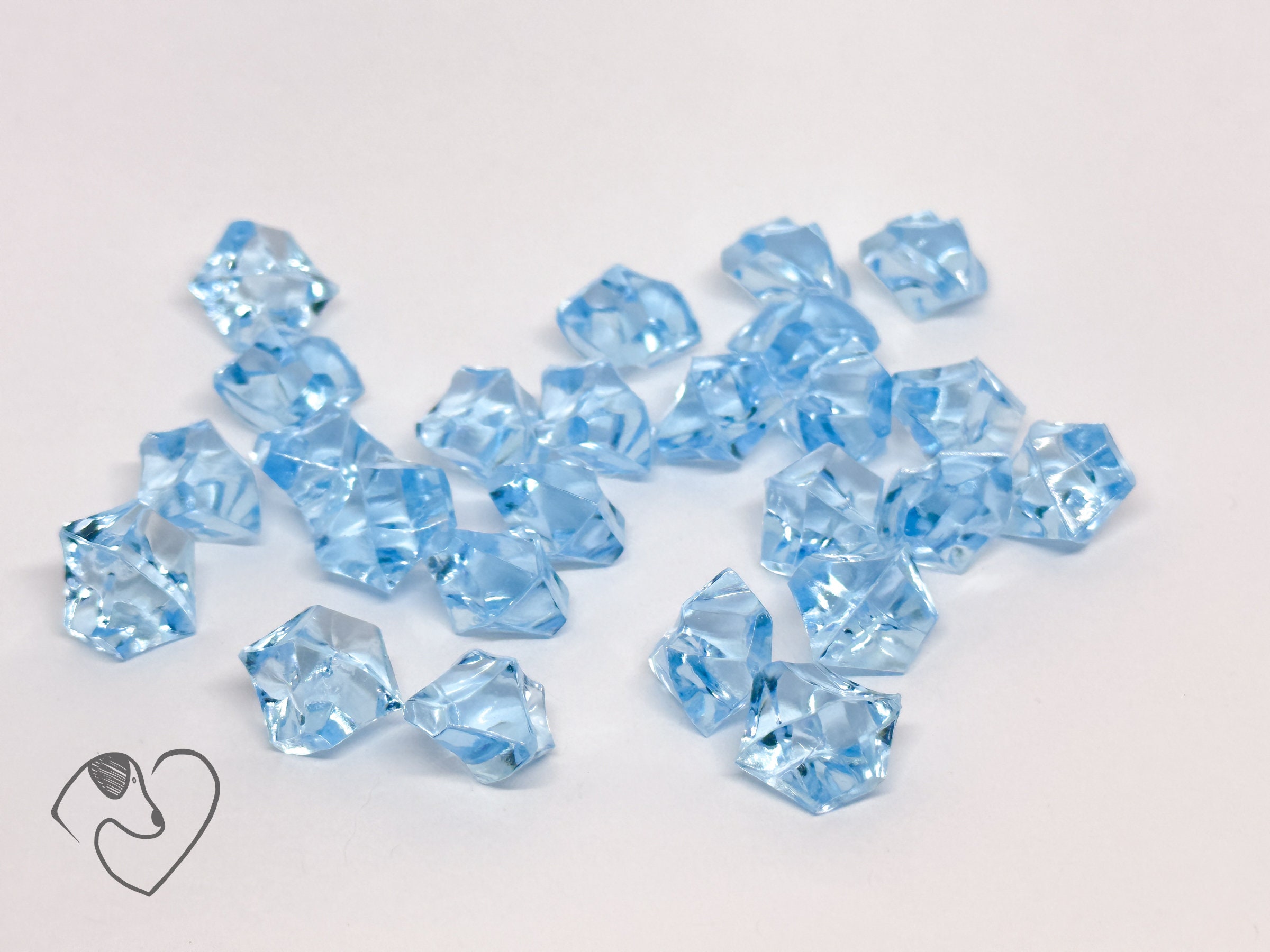 25 Plastic Light Pastel Blue Gems for Board Game Upgrade Small Sized ...
