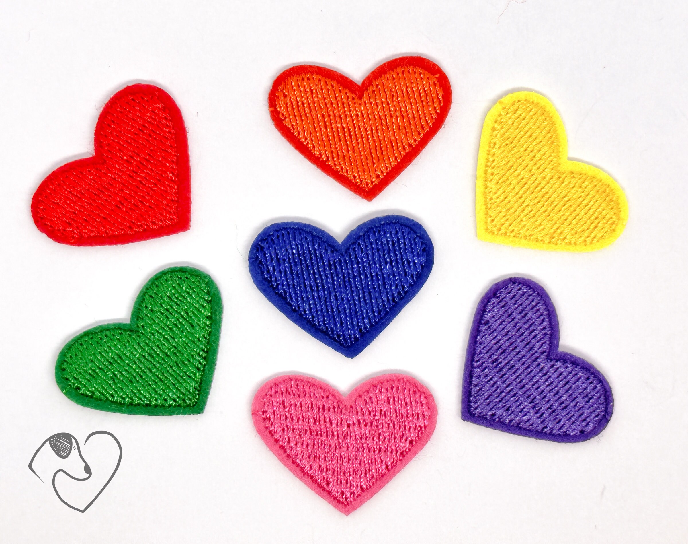 Set of 7 Heart Patches Brightly Colored Iron on Heart Patches | One of ...