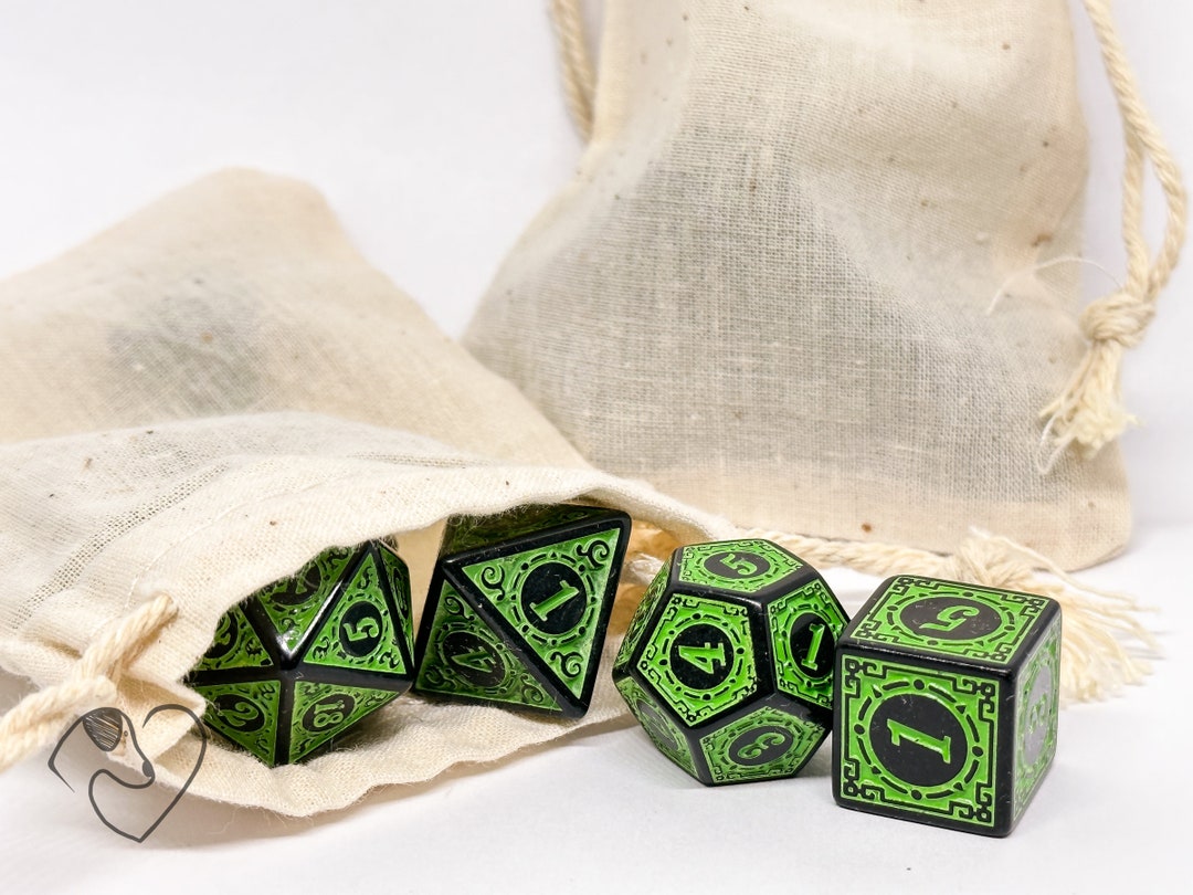 Grass Green & Black Dungeons and Dragons Role Playing Dice Games Rpgs ...